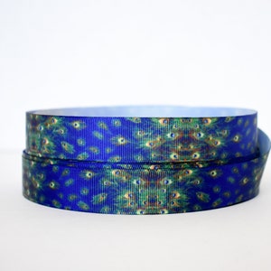 Peacock Feathers 7/8" Grosgrain Ribbon You Choose - Etsy