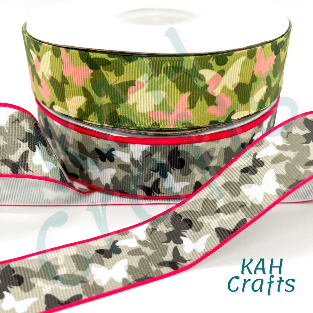Camo Butterfly 1" Grosgrain Ribbon You Choose - Etsy
