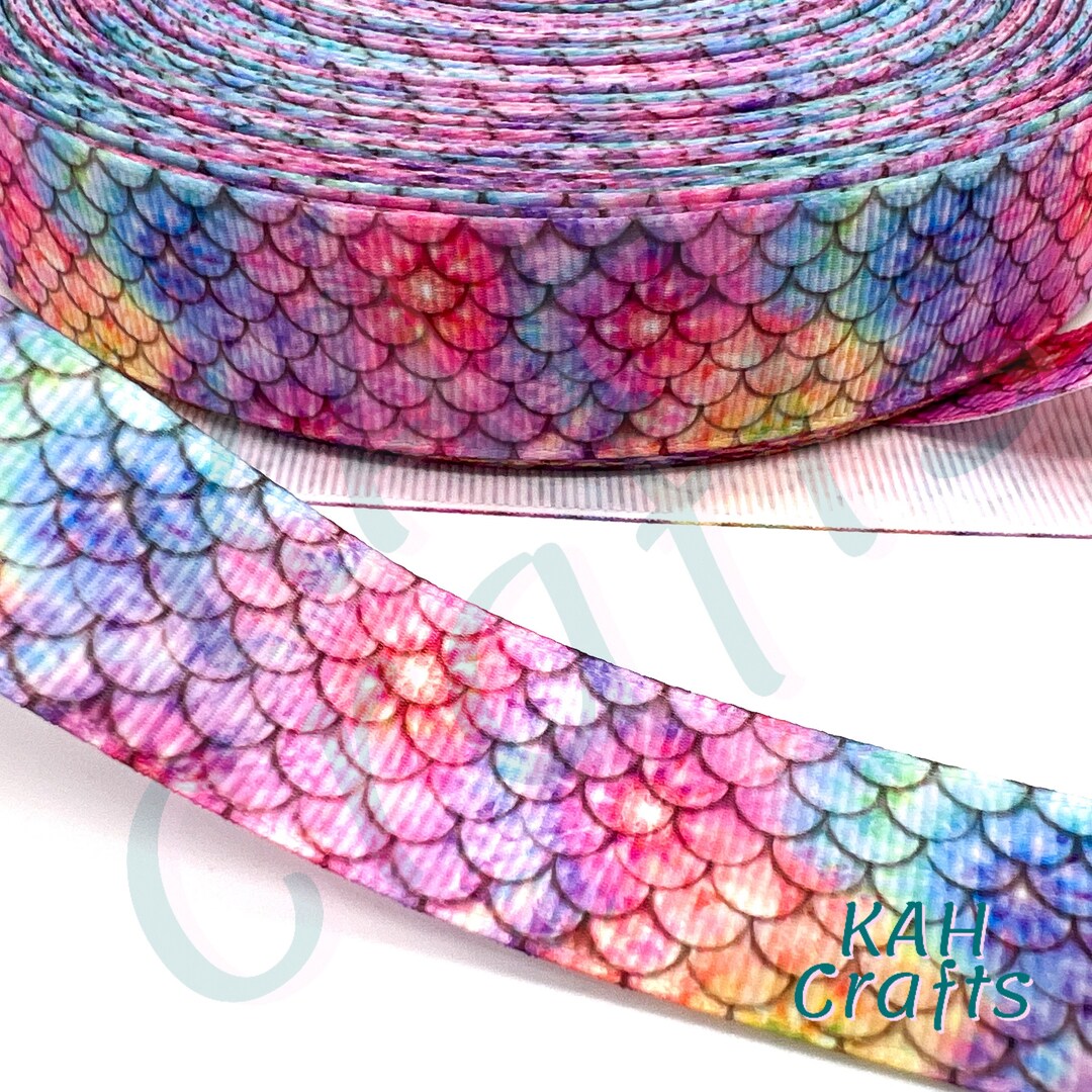 Mermaid Scales Tail Scallops Pink Blue Purple 7/8" Grosgrain Ribbon - Etsy