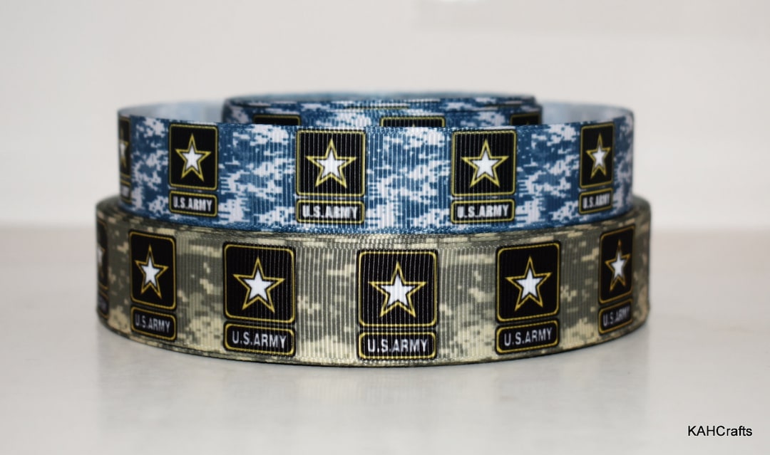Army Blue Camo 7/8" or Army Green Camo 1" Grosgrain Ribbon You Choose ...