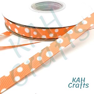 USDR Orange Sherbet White Polka Dot Grosgrain Ribbon You Choose Width ...
