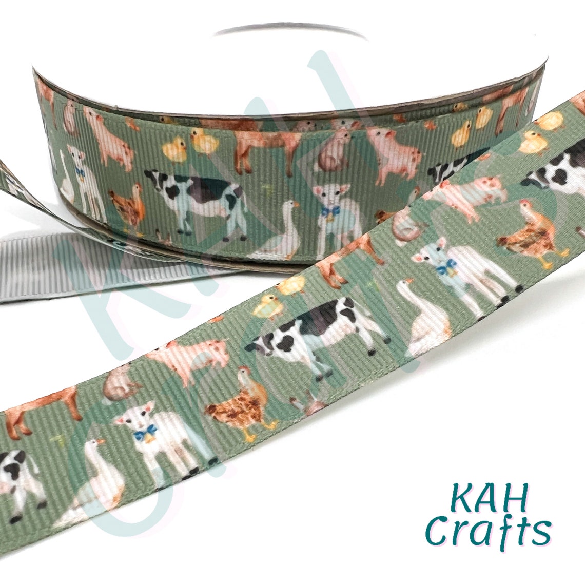 Farm Animals Sheep Goat Pig Cow Lamb Chicken Grosgrain Ribbon You ...