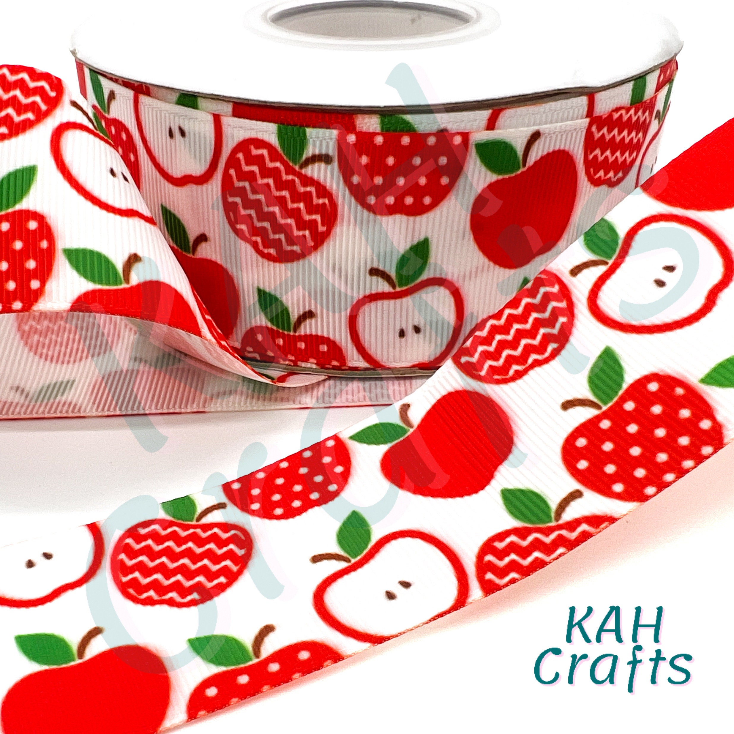USDR Apples School Chevron Dots Red Grosgrain Ribbon You Choose Width ...