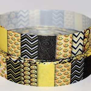 Smiley Face Chevron Dots Happy 1" Grosgrain Ribbon - Etsy