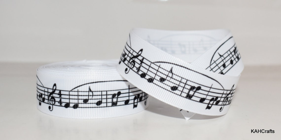 Music Notes Staff 7/8" or 1" Grosgrain Ribbon You Choose - Etsy