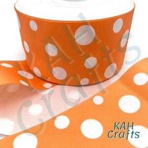 USDR Orange Sherbet White Polka Dot Grosgrain Ribbon You Choose Width ...