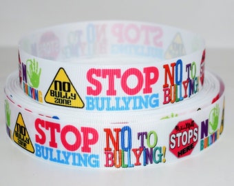 Say No to Bullying Stop Bullying Hair Bow Ribbin 1 Inch Grosgrain ...
