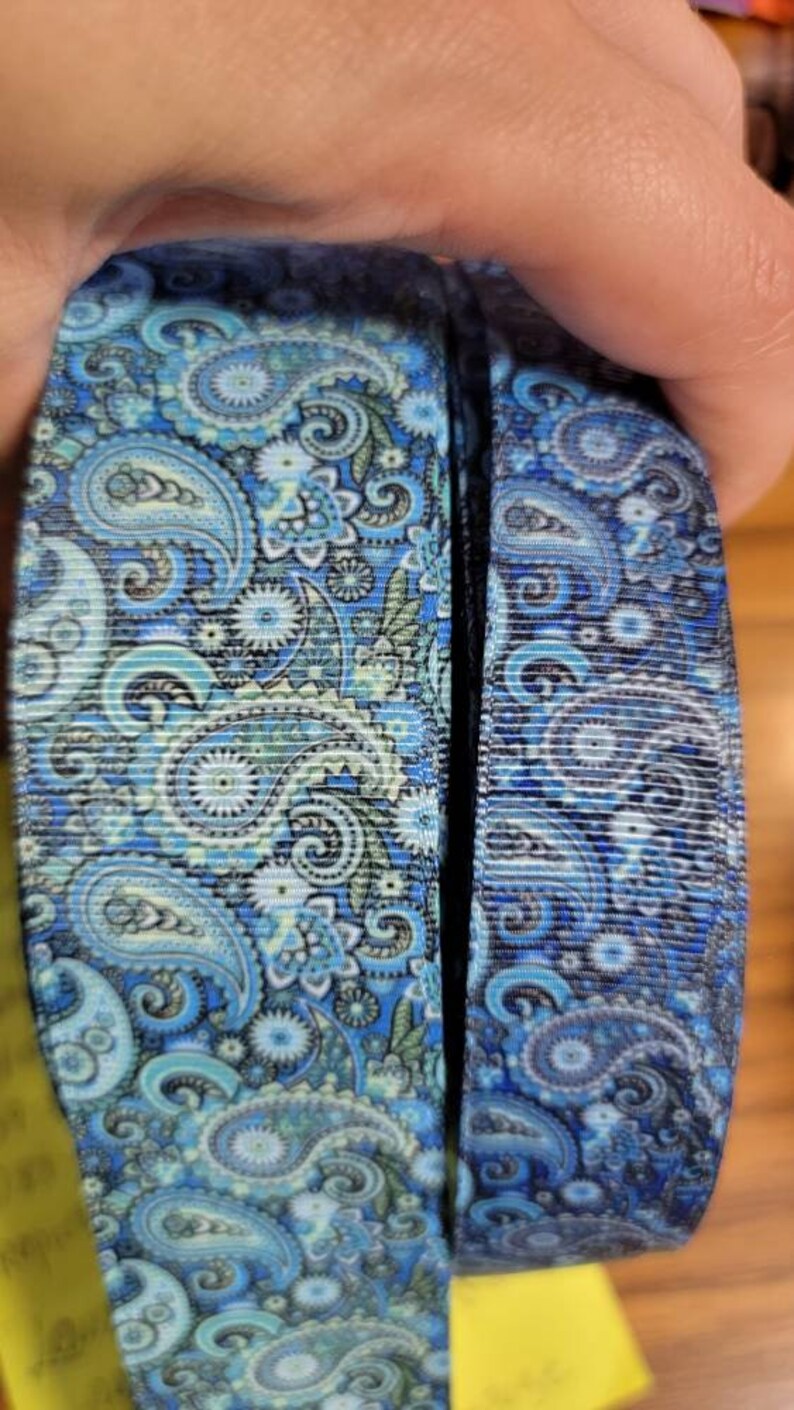 Blue Paisley Grosgrain Ribbon You Choose Width - Etsy