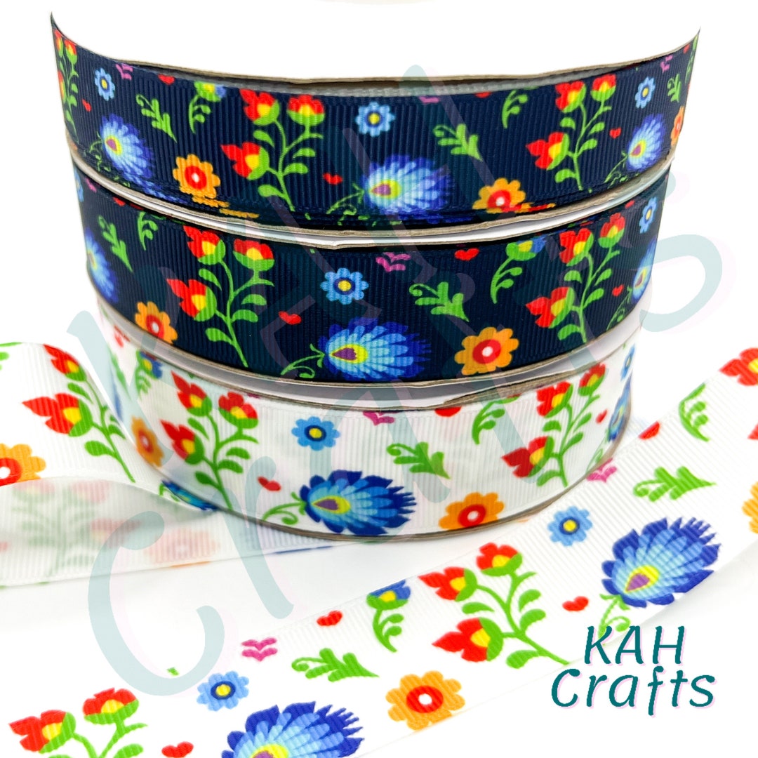 Bright Color Flowers 1" Grosgrain Ribbon You Choose - Etsy