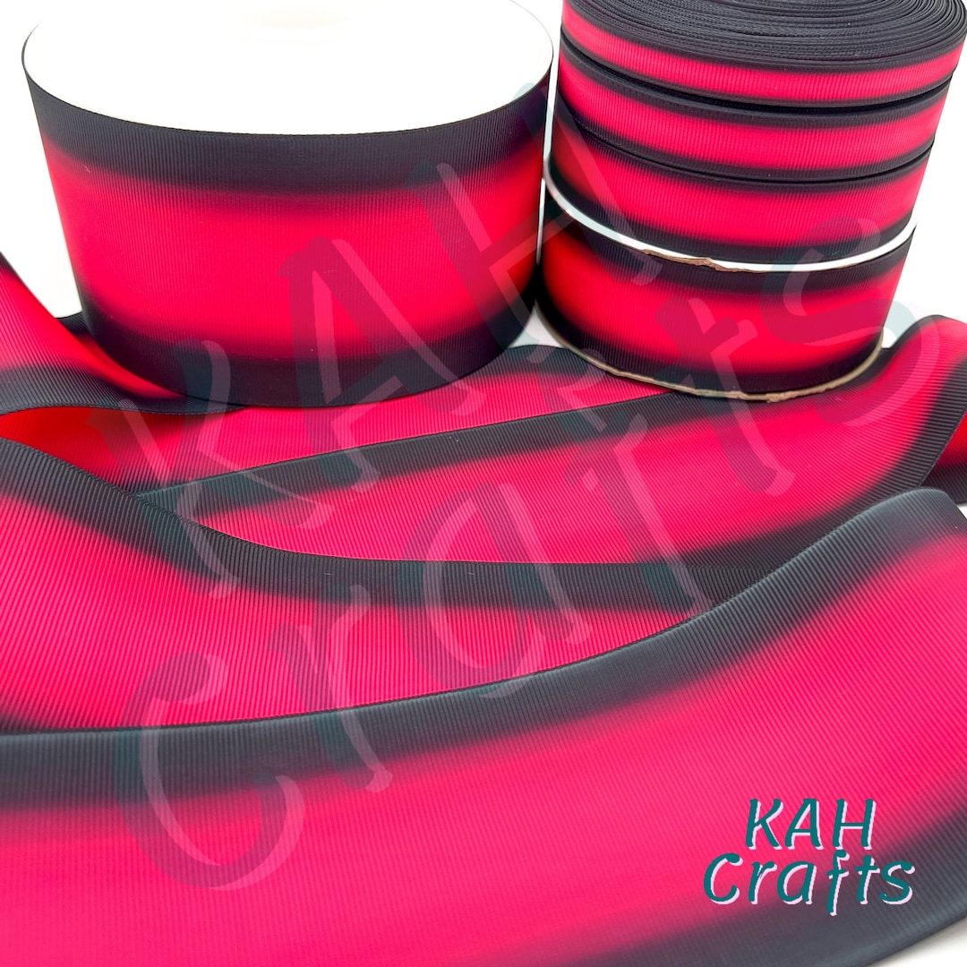 USDR Hot Pink and Black Ombre Color Fade Grosgrain Ribbon You Choose ...