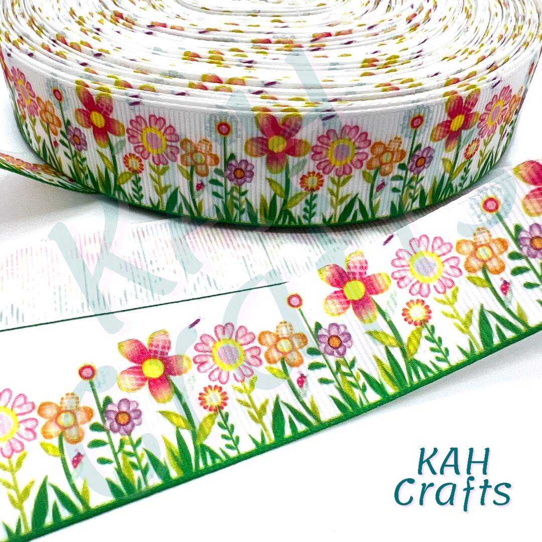 Flower Garden 1" Grosgrain Ribbon - Etsy