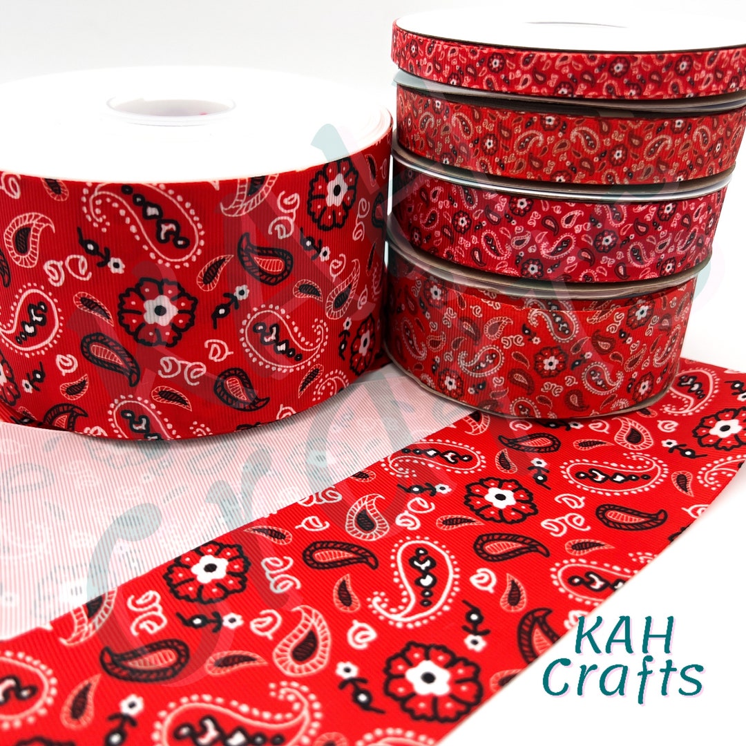 Red Paisley Handkerchief Grosgrain Ribbon You Choose Width* - Etsy