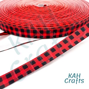 Red Black Buffalo Plaid Grosgrain Ribbon You Choose Width - Etsy