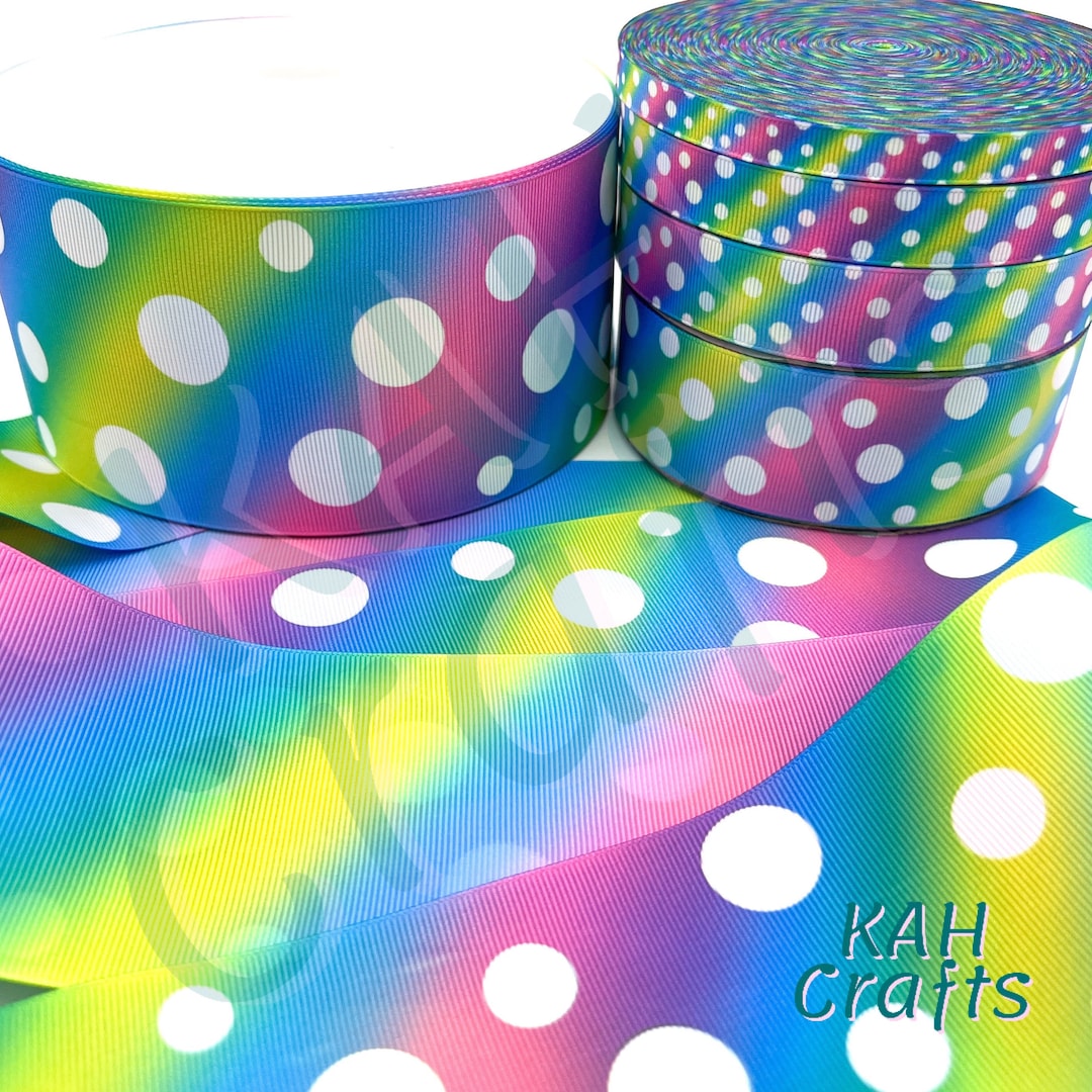 USDR Polka Dot Pastel Rainbow Ombre Single or Double Sided Grosgrain ...