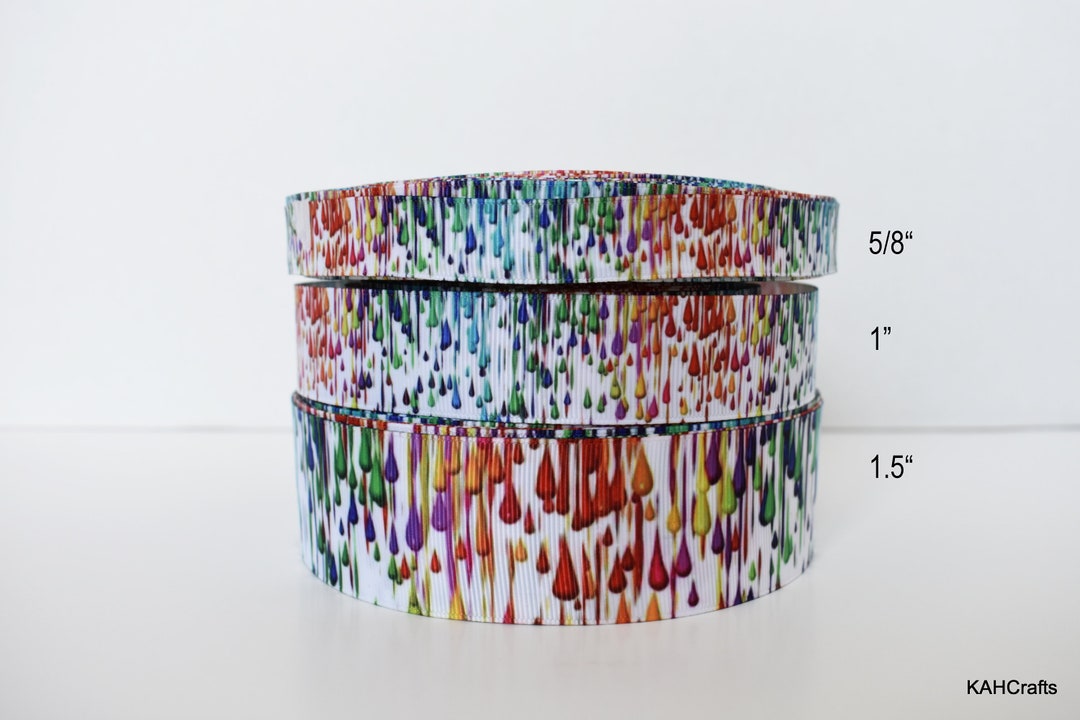 Rainbow Splatter Stripe Drip Grosgrain Ribbon You Choose Width - Etsy