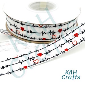 Nurse Heartbeat Grosgrain Ribbon You Choose Width - Etsy