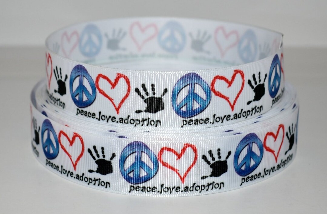 Peace Love Adoption 1" Grosgrain Ribbon - Etsy