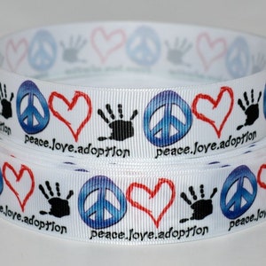Peace Love Adoption 1" Grosgrain Ribbon - Etsy