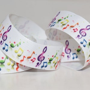 Music Notes Staff 7/8" or 1" Grosgrain Ribbon You Choose - Etsy