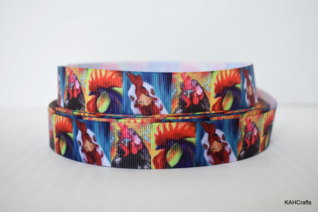 Farmhouse Chicken Rooster 7/8" Grosgrain Ribbon - Etsy