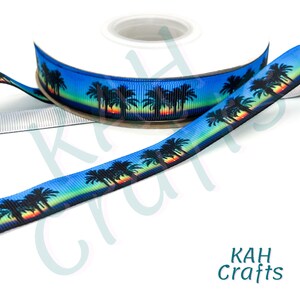 Beach Palm Trees Sunset 7/8" Grosgrain Ribbon - Etsy