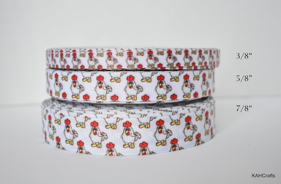 Farmhouse Chicken Eggs Rooster Grosgrain Ribbon You Choose | Etsy