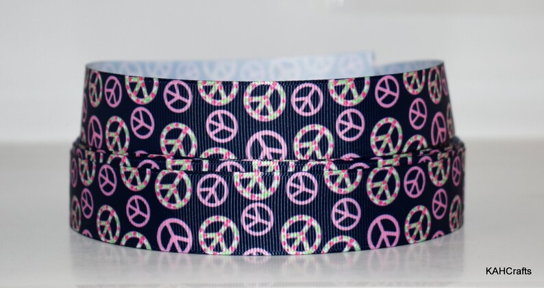 Peace Signs Love Bug 7/8 or 1 Grosgrain Ribbon You | Etsy