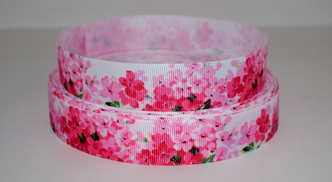 Pink Flowers Grosgrain Ribbon You Choose - Etsy