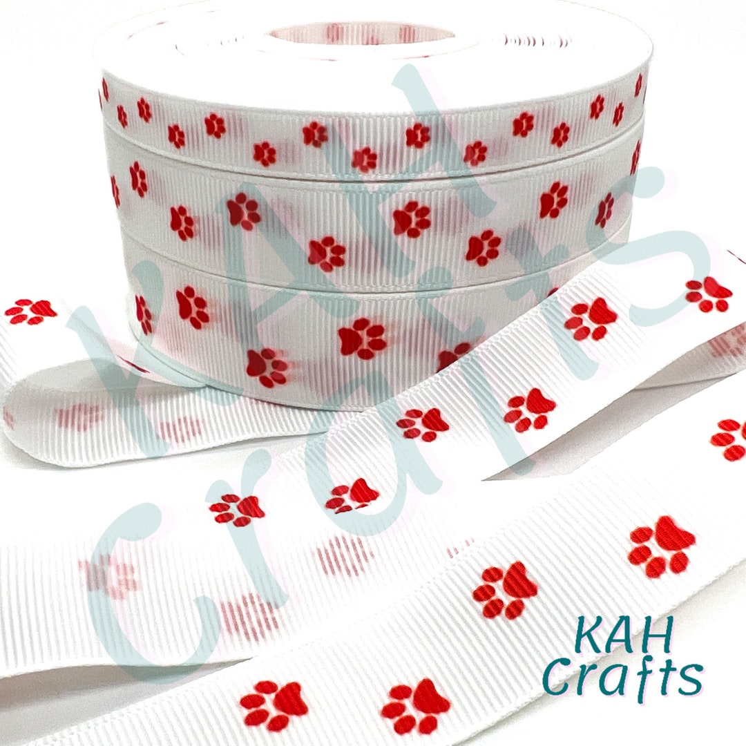 USDR Red Paw Prints Dog Cat Animal Grosgrain Ribbon You Choose Width - Etsy