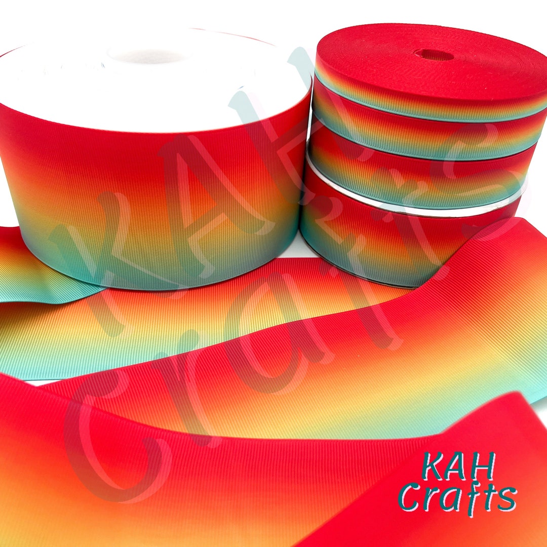 USDR Coral Gold Aqua Ombre Color Fade Double Sided Grosgrain Ribbon You ...