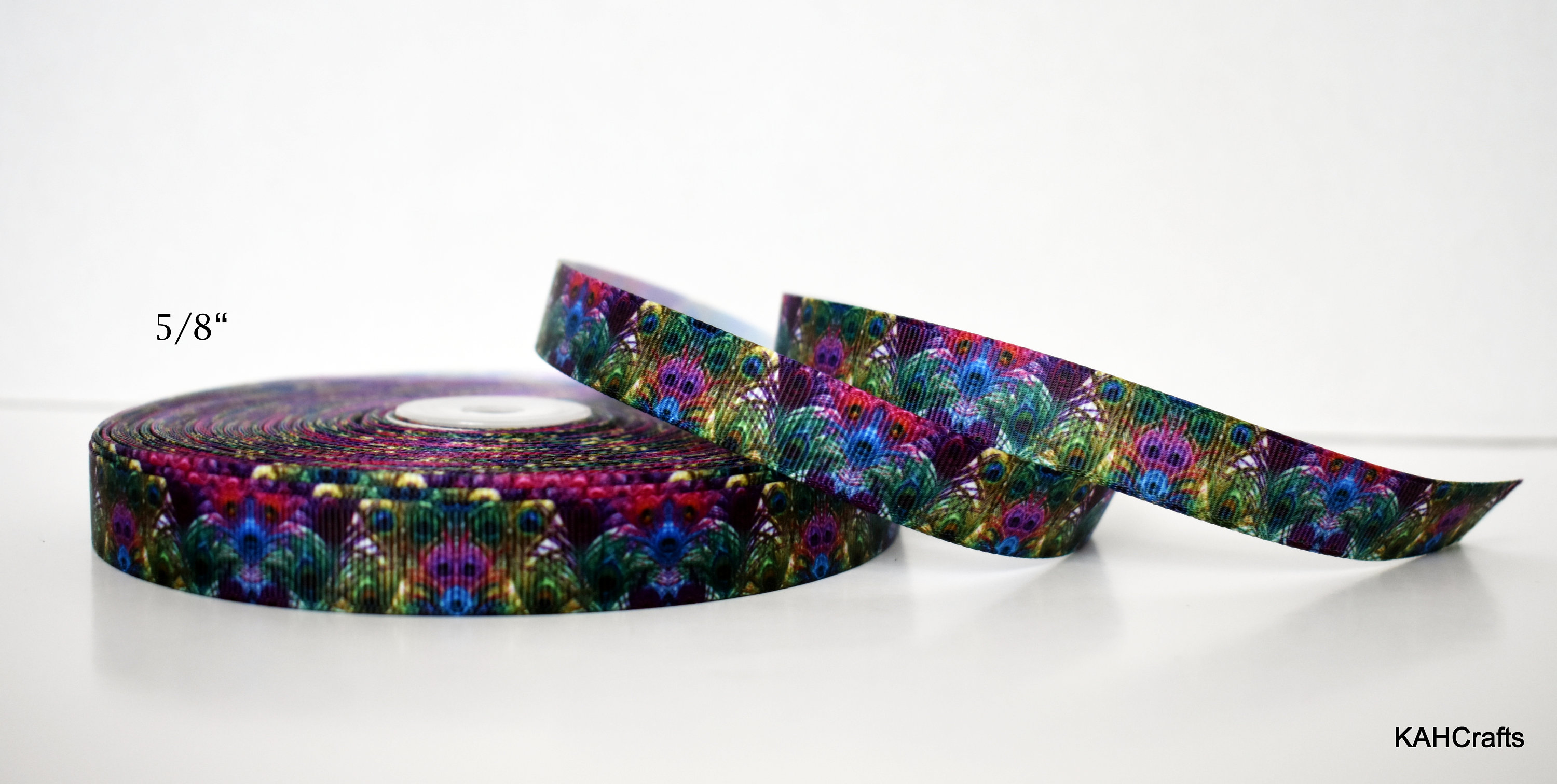 Peacock Feather Rainbow Grosgrain Ribbon You Choose Width - Etsy
