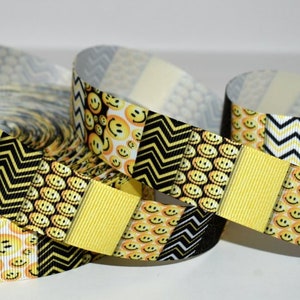 Smiley Face Chevron Dots Happy 1" Grosgrain Ribbon - Etsy