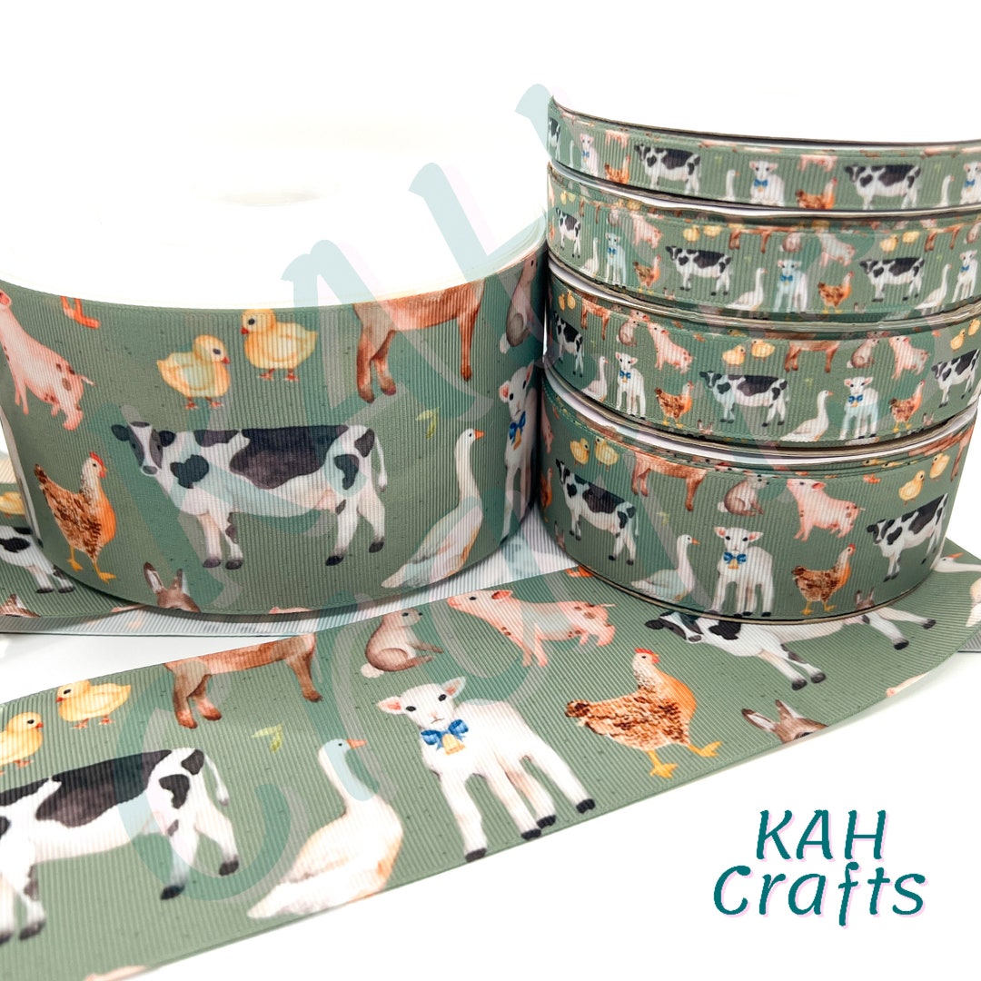 Farm Animals Sheep Goat Pig Cow Lamb Chicken Grosgrain Ribbon You ...