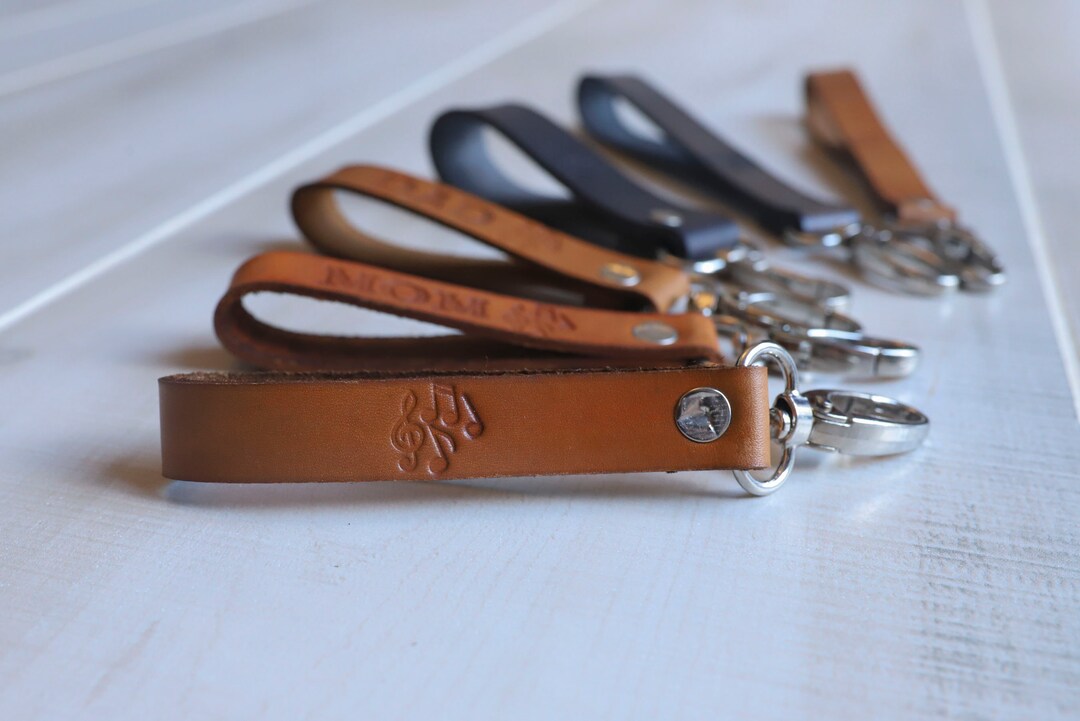 Music Notes Name Mom Dad Genuine Leather 4" or 6" Key Fob You Choose - Etsy