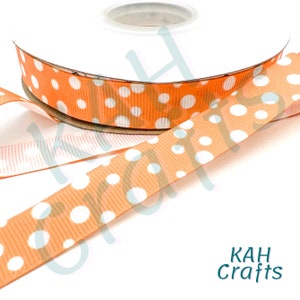 USDR Orange Sherbet White Polka Dot Grosgrain Ribbon You Choose Width ...