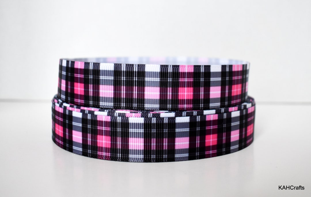 Hot Pink Black White Plaid Grosgrain Ribbon - Etsy