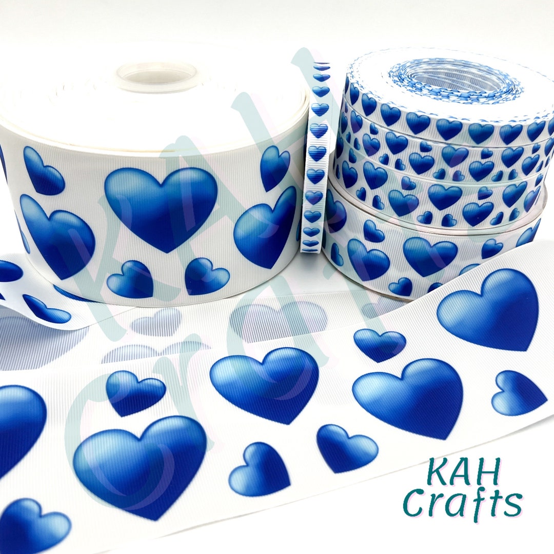 USDR Blue Ombre Hearts Grosgrain Ribbon You Choose Width - Etsy