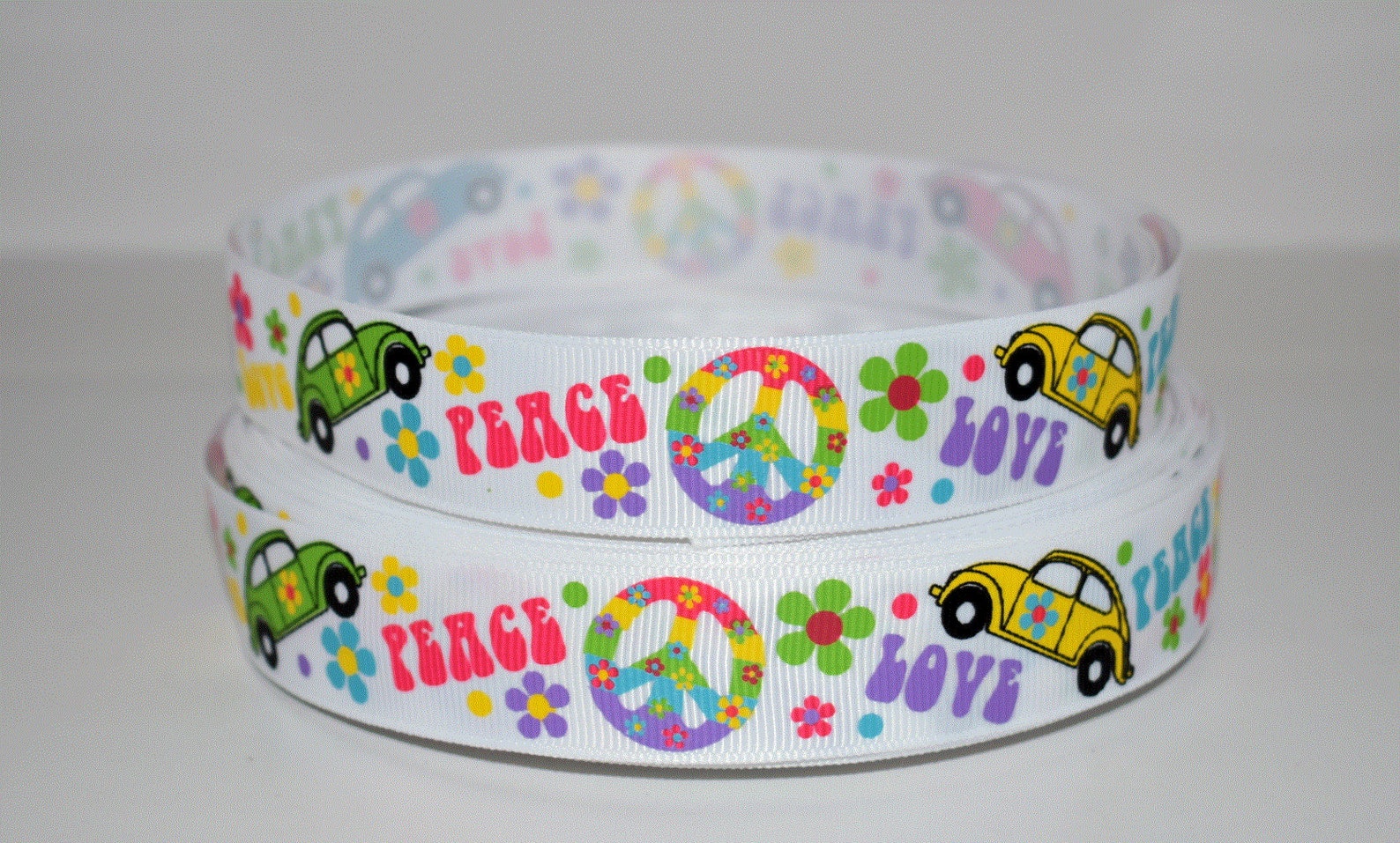Peace Signs Love Bug 7/8 or 1 Grosgrain Ribbon You - Etsy