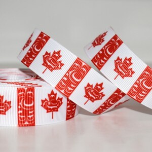 Canada Day Flag Canadian Leaf 7/8" Grosgrain Ribbon You Choose - Etsy