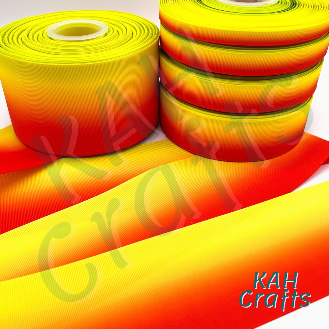 USDR Yellow to Orange Ombre Color Fade Grosgrain Ribbon You Choose ...