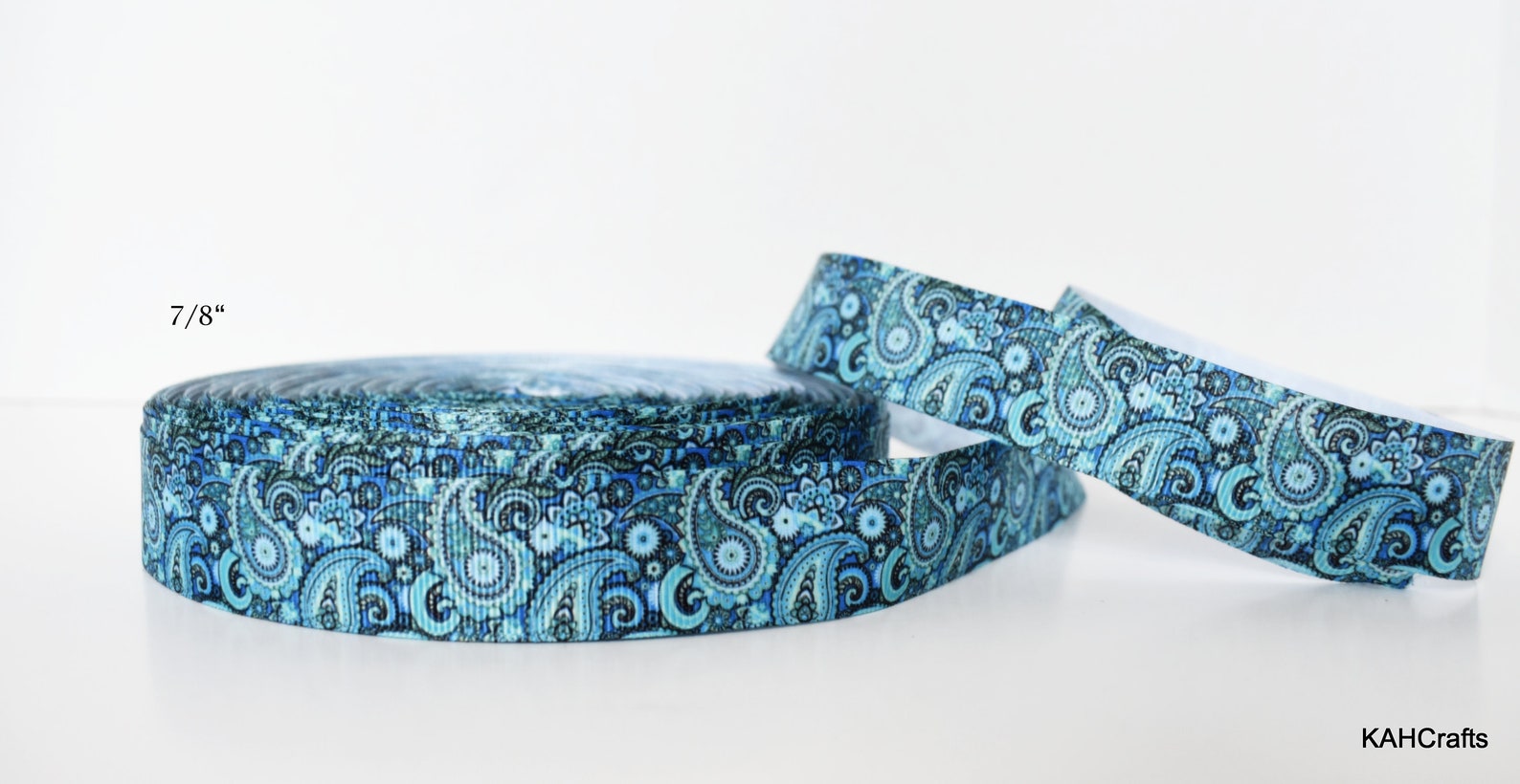 Blue Paisley Grosgrain Ribbon You Choose Width - Etsy