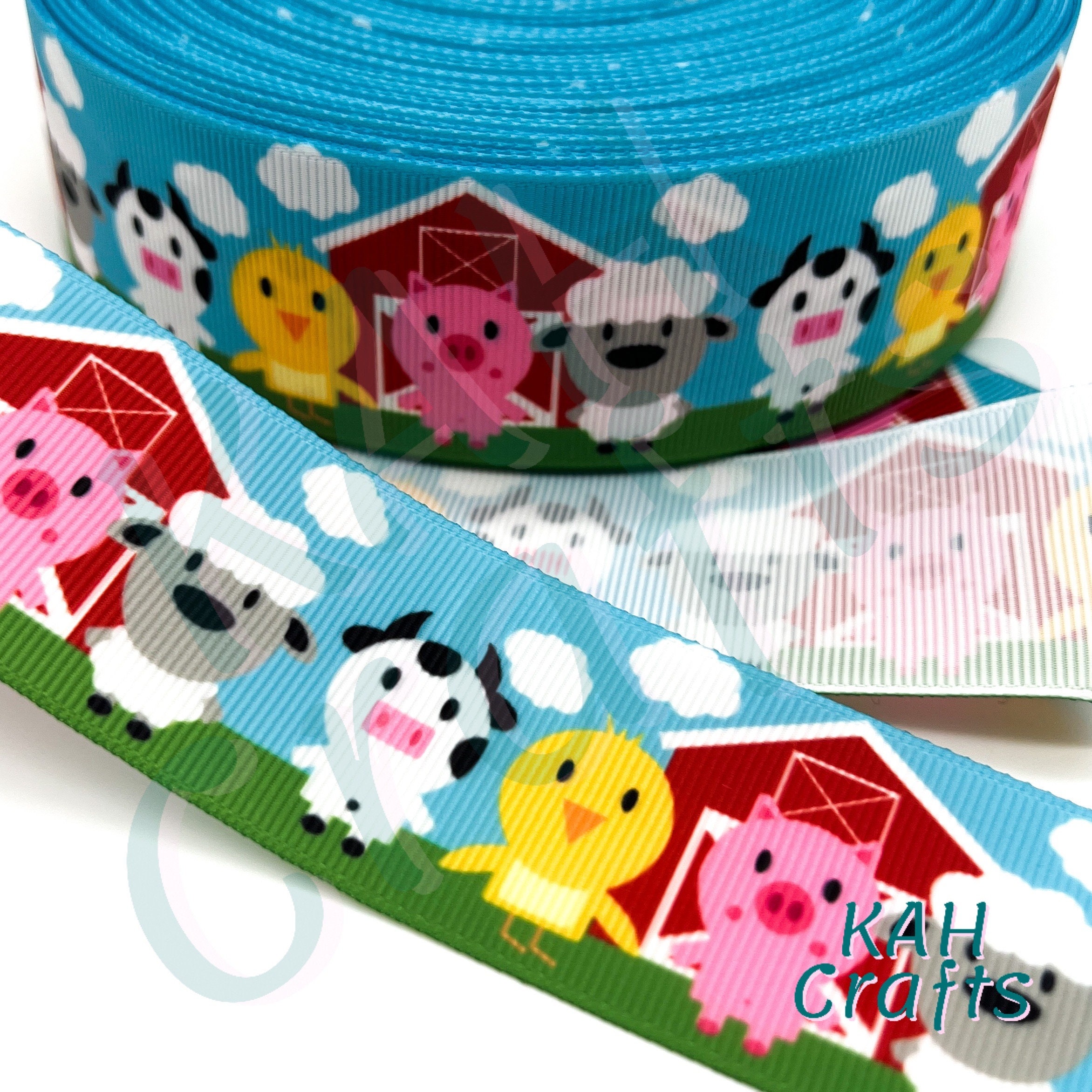 Barnyard Animal Cow Sheep Pig Chick Grosgrain Ribbon You - Etsy