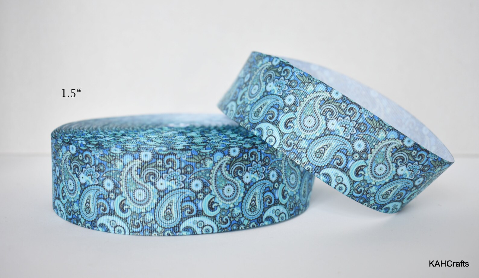Blue Paisley Grosgrain Ribbon You Choose Width | Etsy