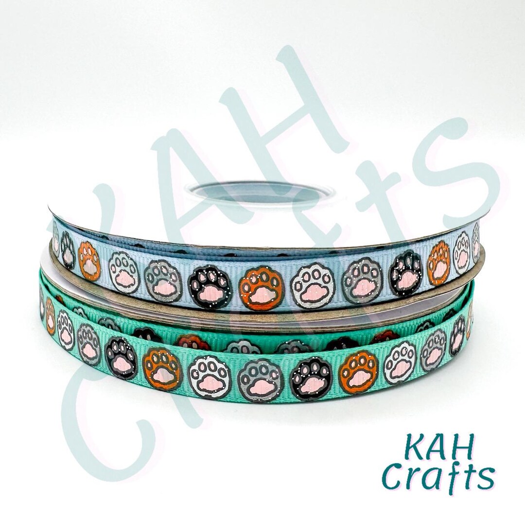 Cat Paw Ink Glitter 3/8" Grosgrain Ribbon 3 Yards Choose Color - Etsy