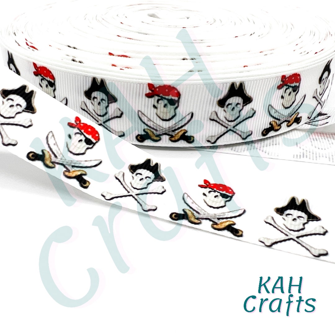 Pirate Skull Crossbones Ship Ahoy 7/8" Grosgrain Ribbon - Etsy