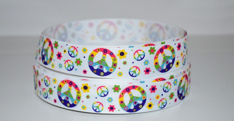 Peace Signs Love Bug 7/8 or 1 Grosgrain Ribbon You | Etsy