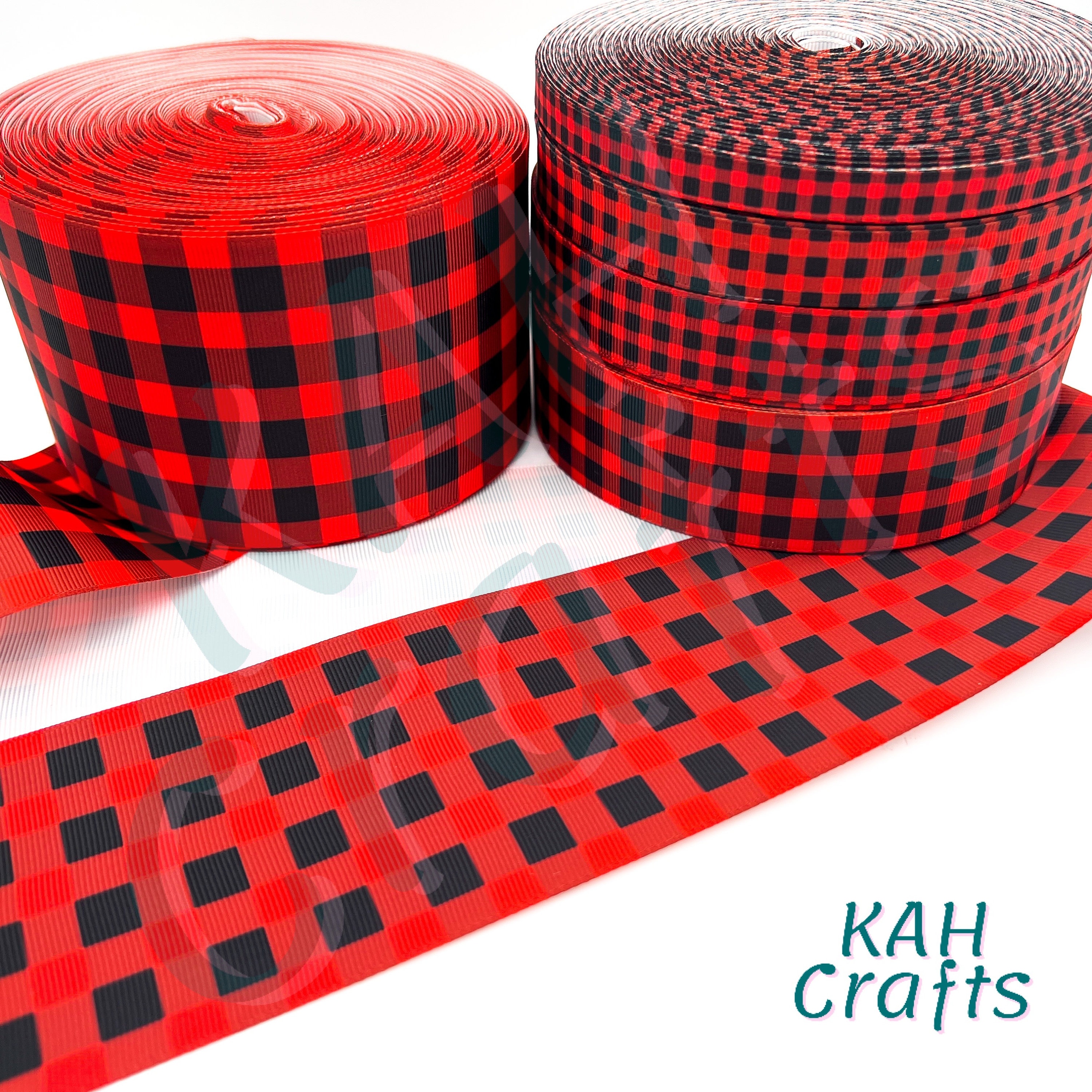 Red Black Buffalo Plaid Grosgrain Ribbon You Choose Width - Etsy