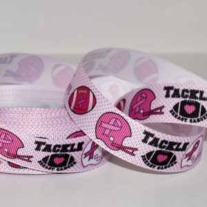 Pink Football Powder Puff Game Breast Cancer Awareness 7/8" Grosgrain ...