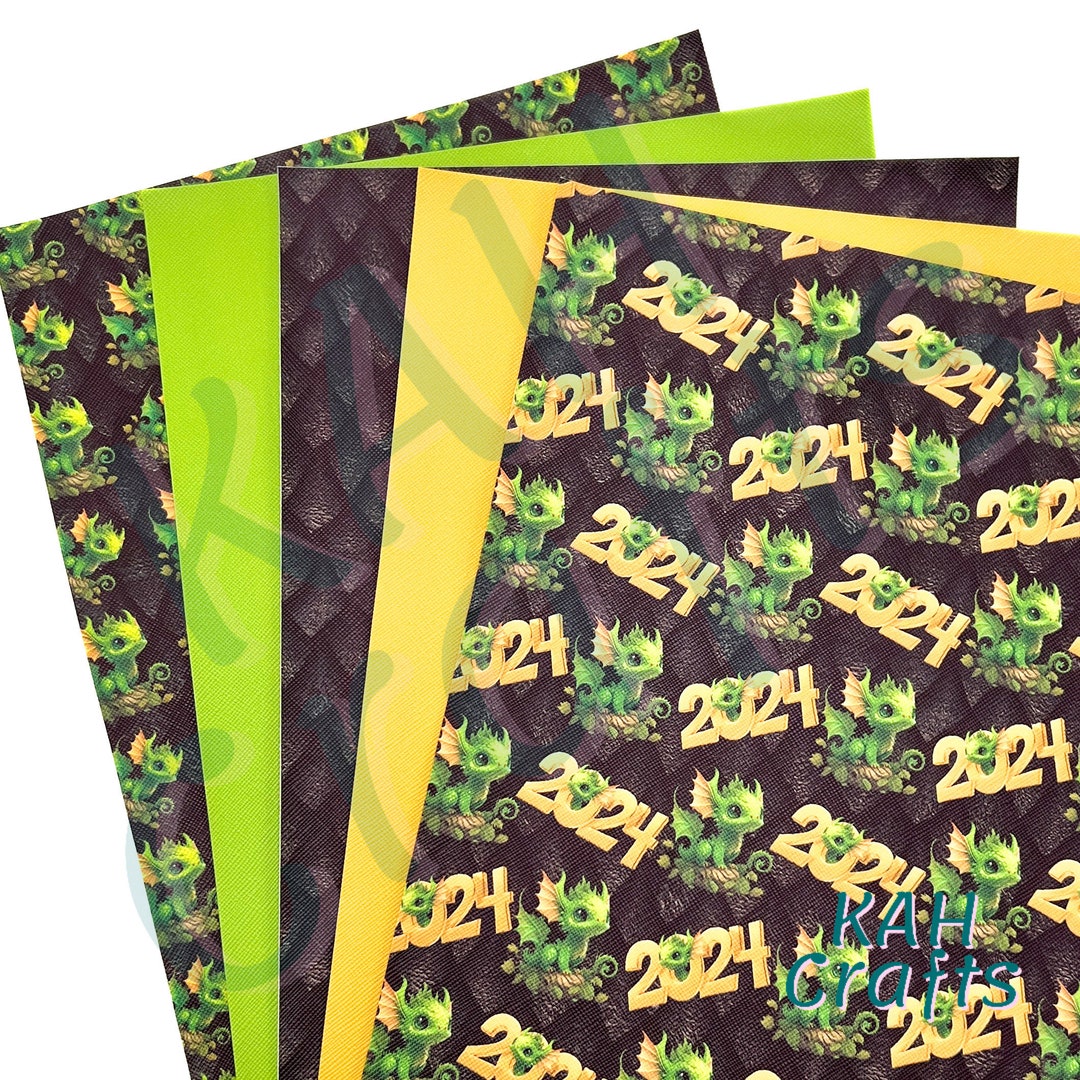 USDR Dragon Scales Green Yellow 2024 Year of the Dragon Faux Leather ...