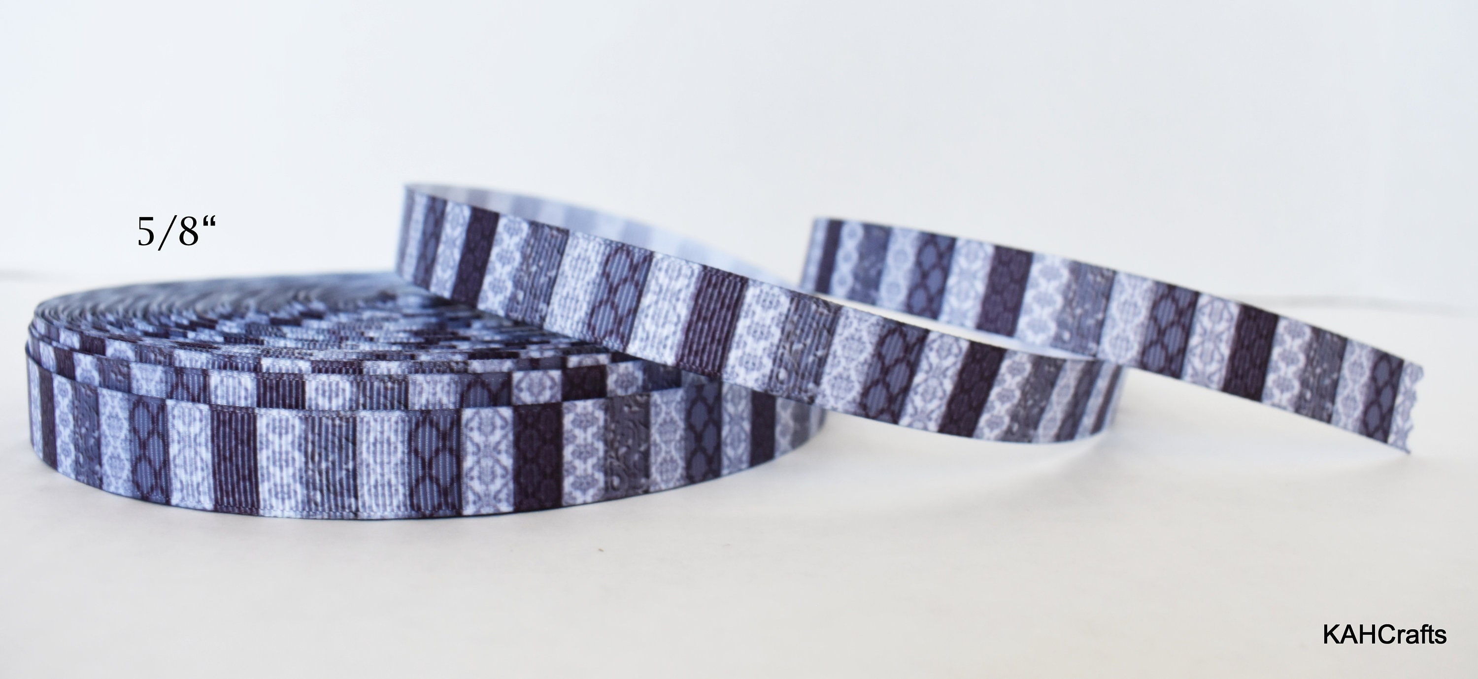 Black Gray Pattern Grosgrain Ribbon You Choose Width - Etsy